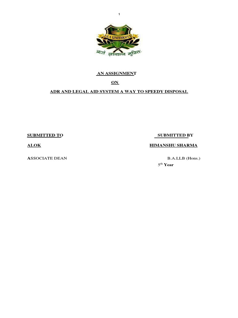 Adr Assignment | PDF | Legal Aid | Alternative Dispute Resolution