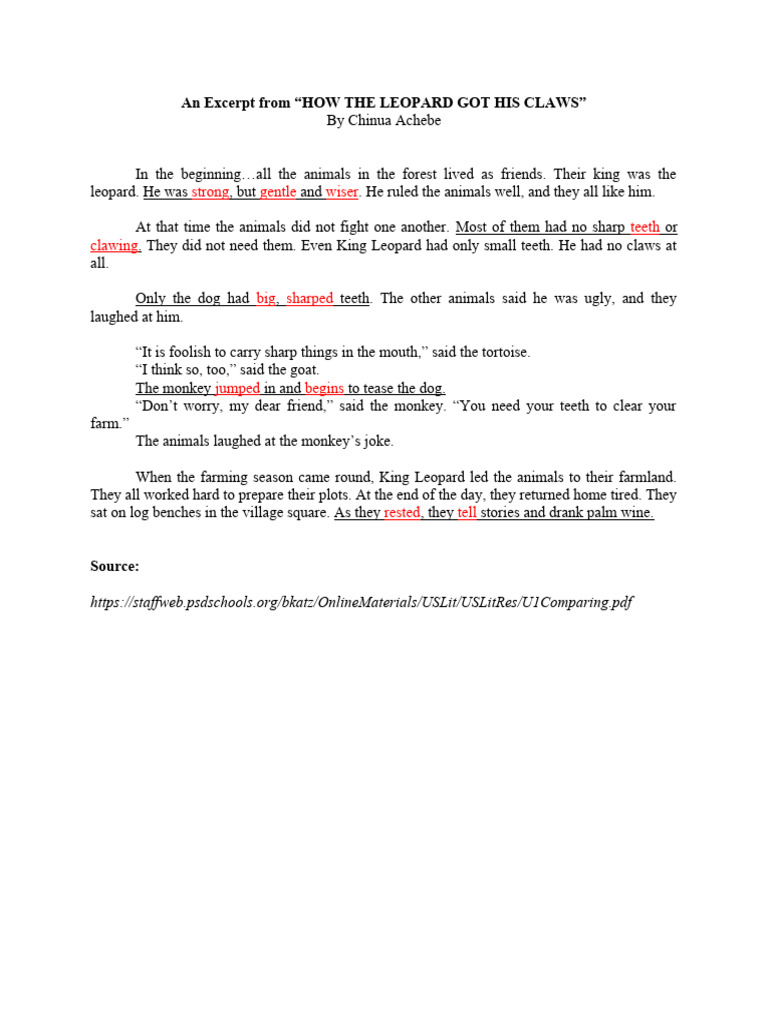 4.5 - An Excerpt of 'HOW THE LEOPARD GOT HIS CLAWS' | PDF