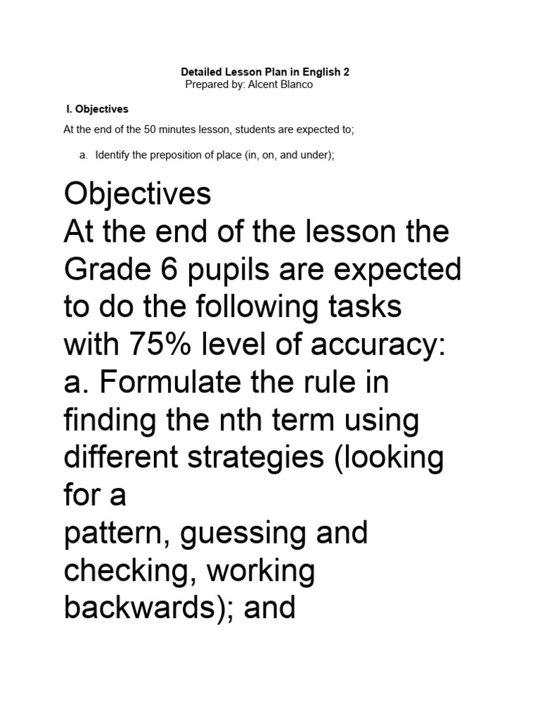 Detailed Lesson Plan in English 2 Tuesday Final | PDF | Lesson Plan ...