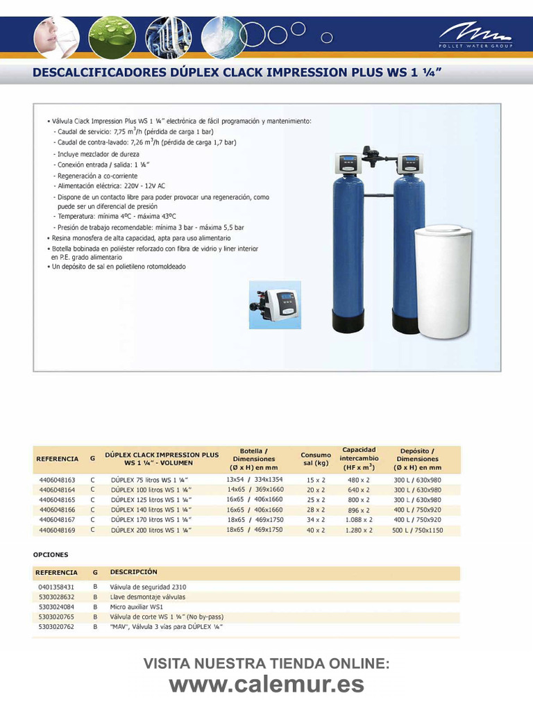 Insol Descalcificador Duplex Clack Impression Ws 1-14-02 Calemur | PDF ...