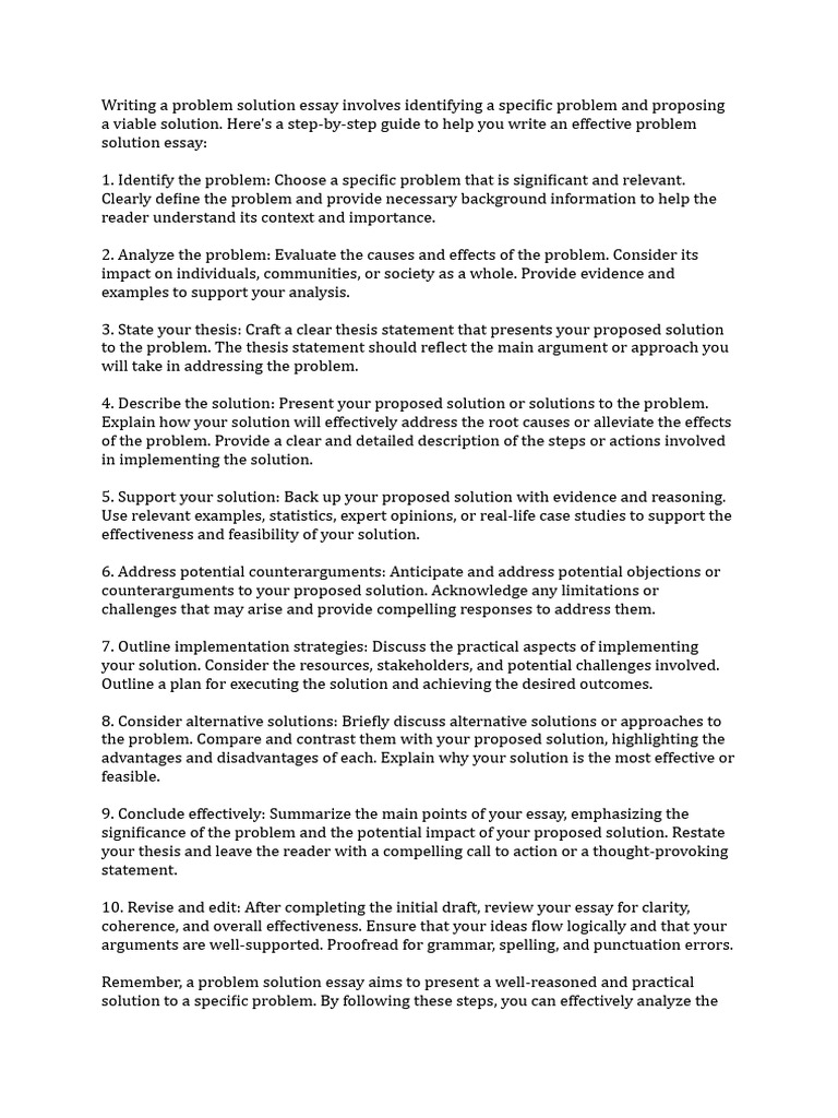 Writing A Problem Solution Essay | PDF