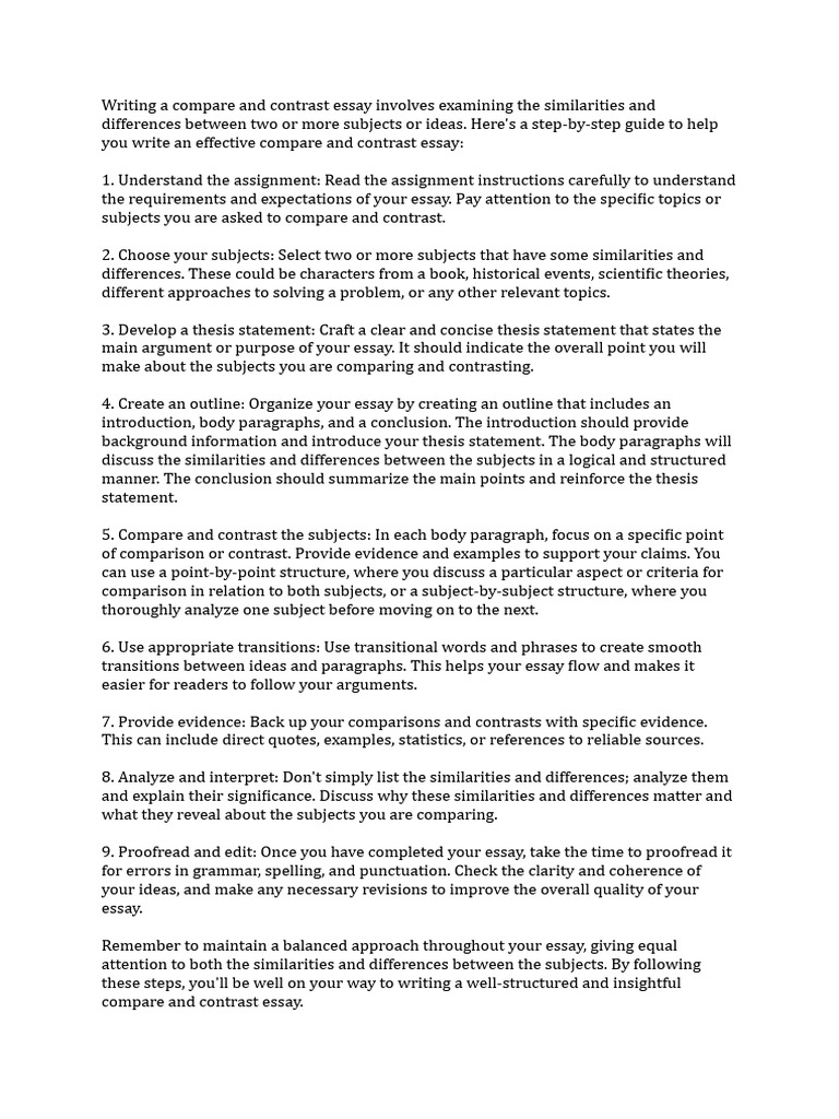 Writing A Compare and Contrast Essay | PDF