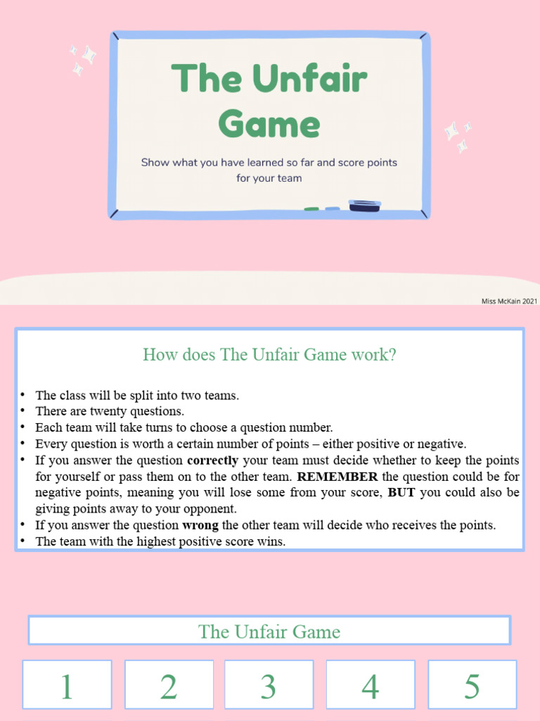 The Unfair Game | PDF
