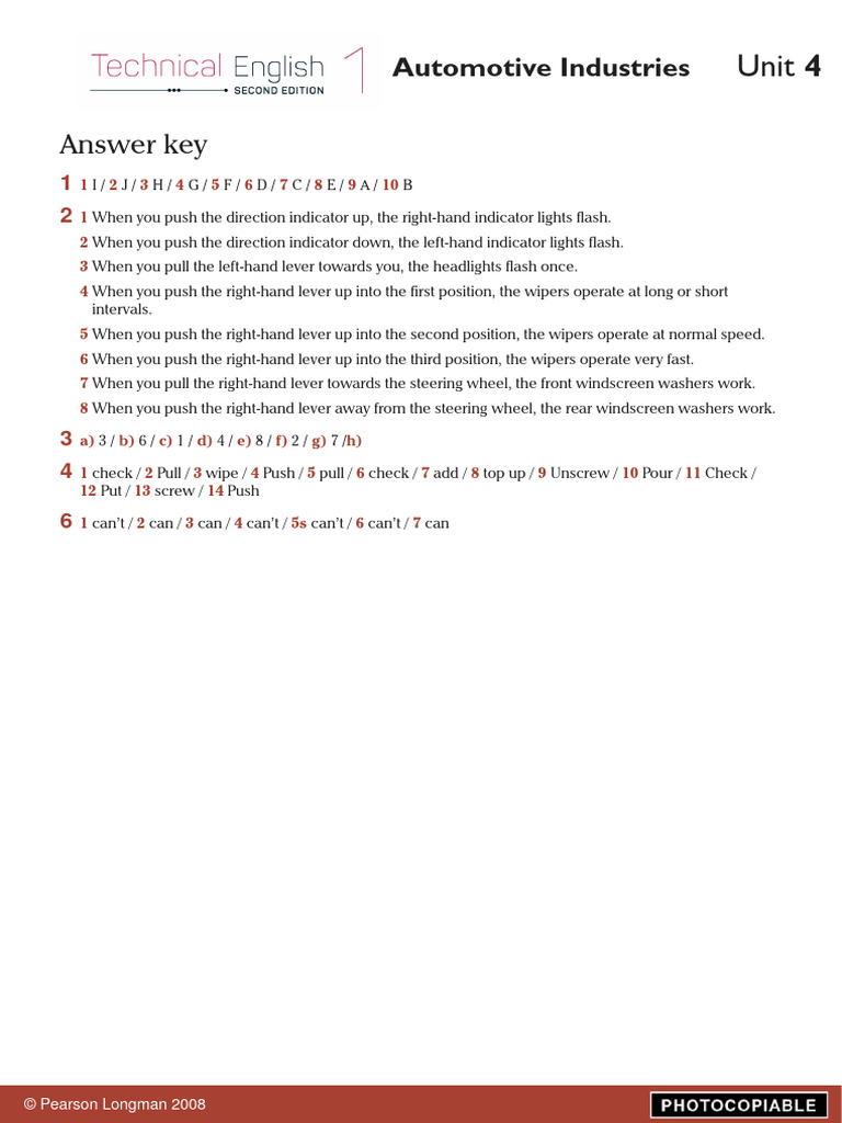 Technical English 2e Level 1 Worksheet Unit 4 Answer Key | PDF Technical English 2e Level 1 Worksheet Unit 4 Answer Key | PDF