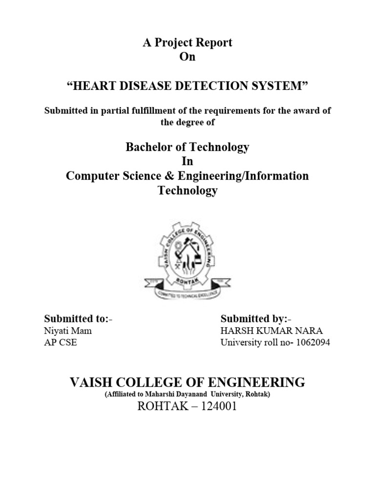 Vce Project Report Naraharsh | PDF | Machine Learning | Coronary Artery ...