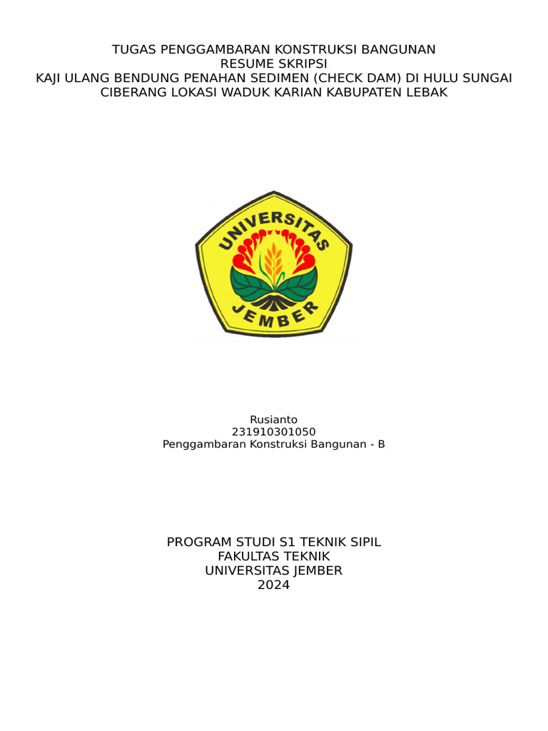 Kaji Ulang Bendung Penahan Sedimen Ciberang | PDF