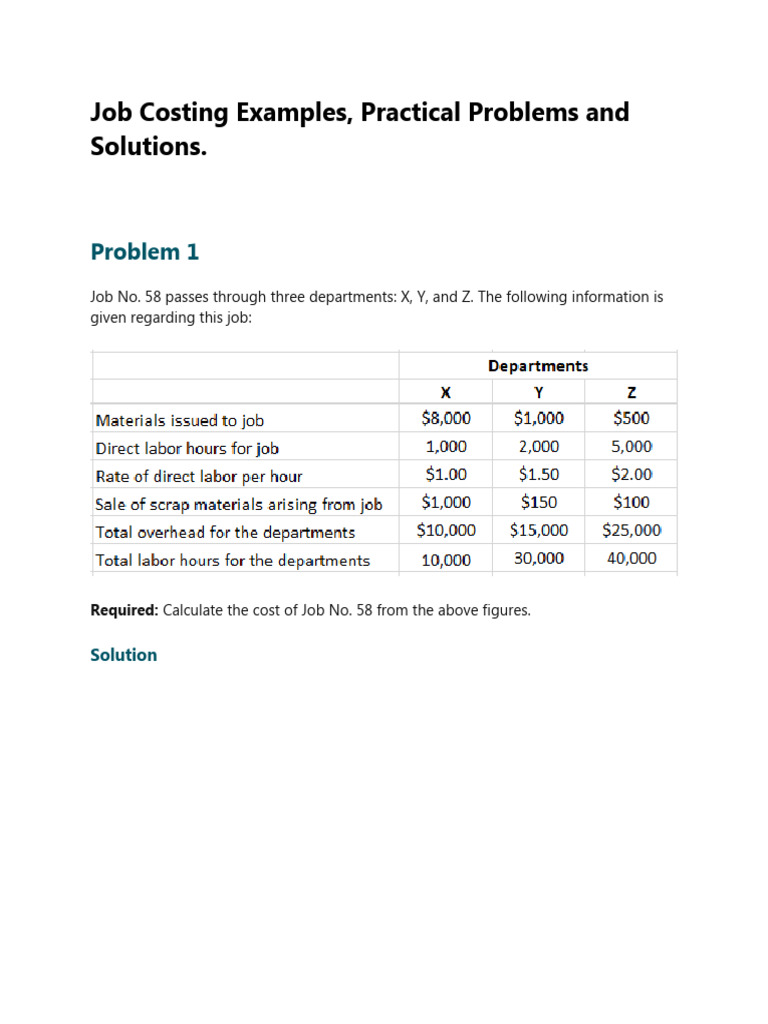 Job Costing Examples | Download Free PDF | Depreciation | Cost