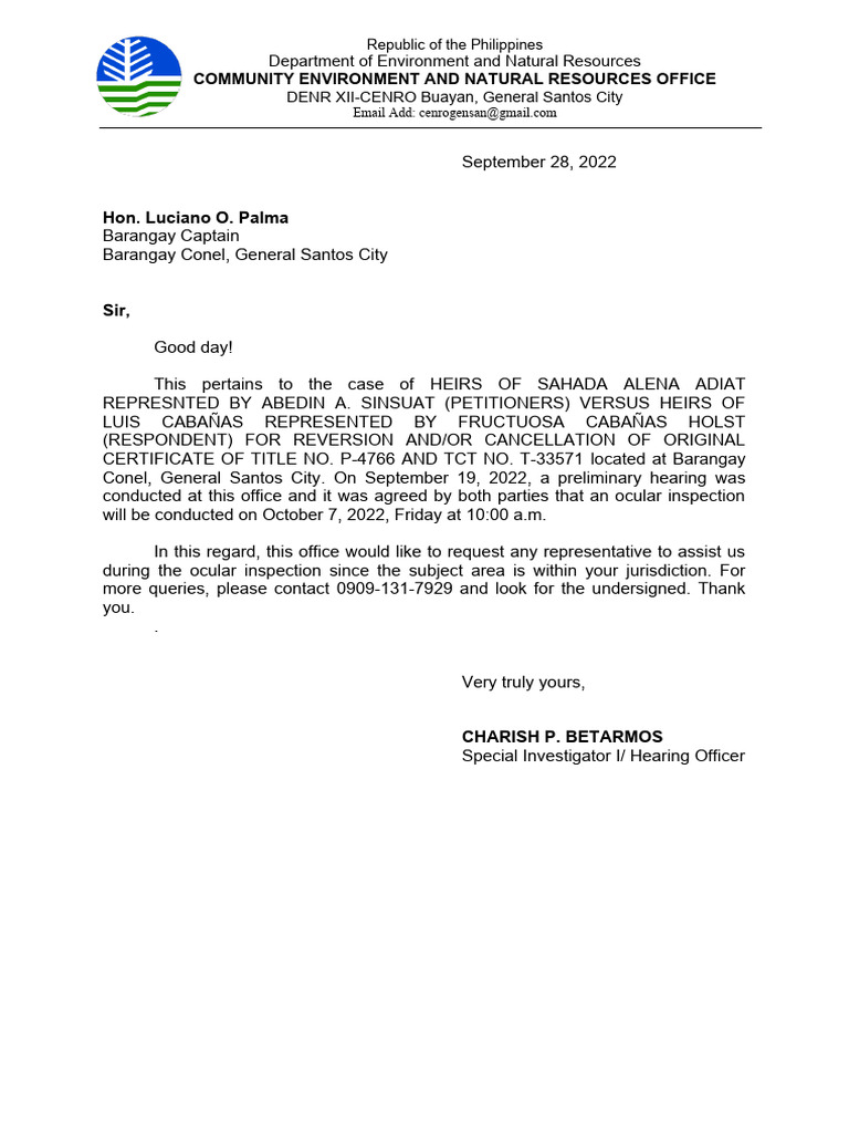 letter-Barangay Conel | PDF