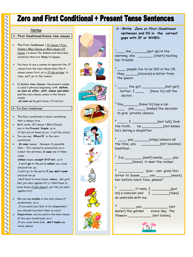 Zero and First Conditional Present Simple Activities Promoting ...