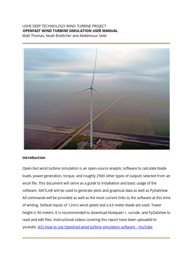 OpenFAST Wind Turbine Simulation Manual | PDF | Strength Of Materials ...