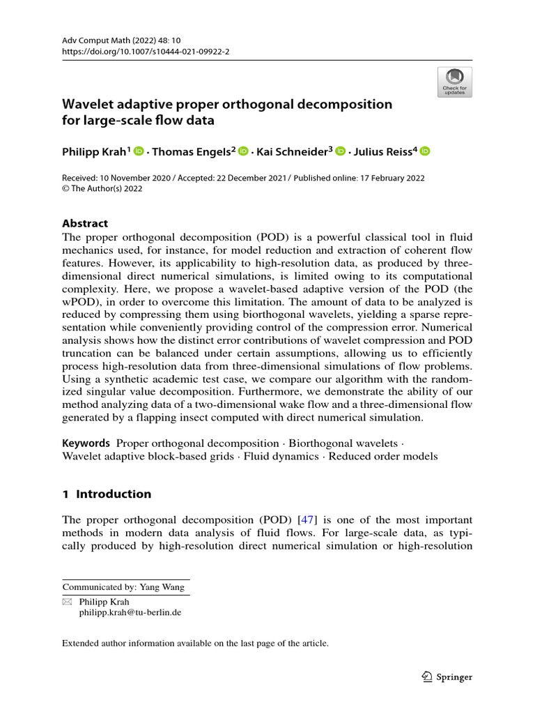 Wavelet Adaptive Proper Orthogonal Decomposition For Large-Scale Ow ...