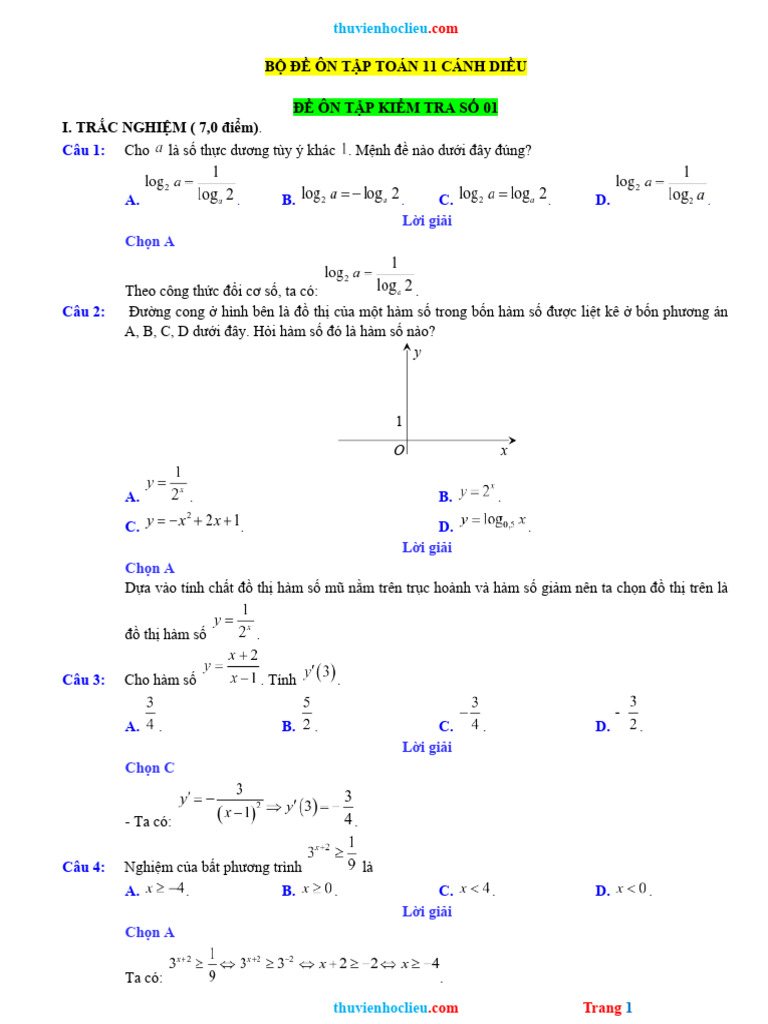 20 de Kiem Tra Cuoi HK2 Toan 11 Canh Dieu Giai Chi Tiet | PDF