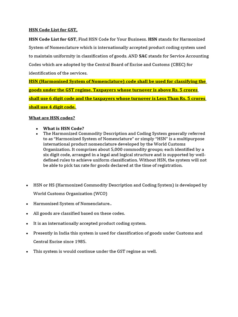 HSN & Sac Code List For GST | PDF | Payments | Government Finances
