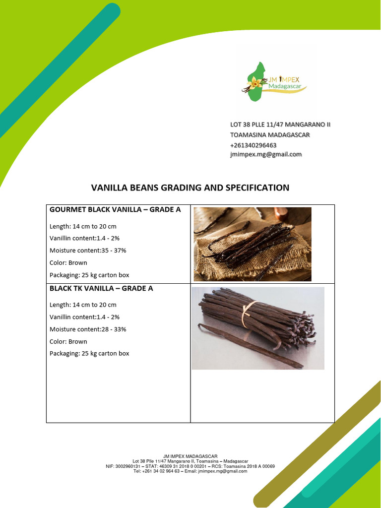Vanilla Grading and Specification 2023 | PDF | Vanilla | Crops