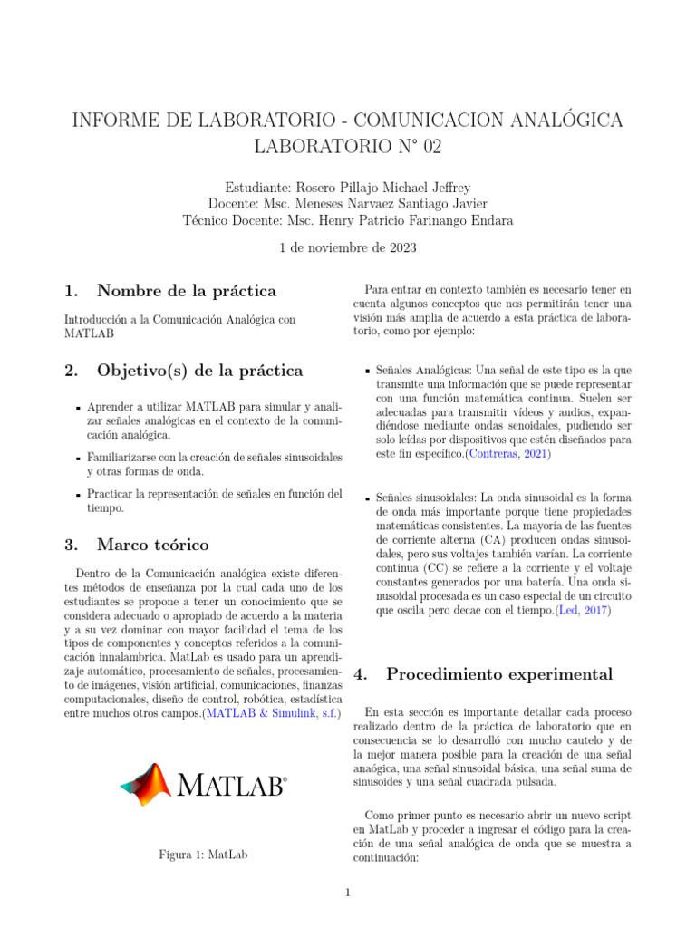 Simulación de Señales Analógicas en MATLAB | PDF | Olas | Matlab