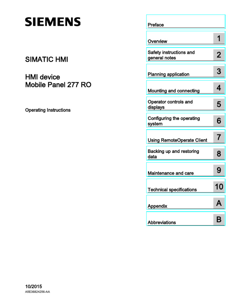 Simatic Hmi Mobile Panel 277 | PDF | Rechargeable Battery | Server (Computing)