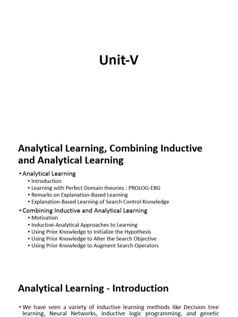 ML Unit-V | PDF | Inductive Reasoning | Machine Learning