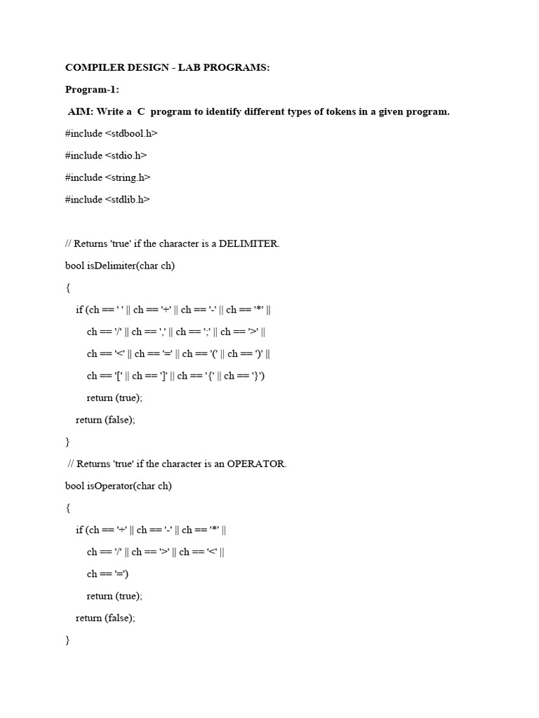 CD LAB PROGRAMS | PDF | Parsing | Computer Engineering