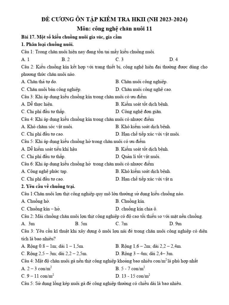 ĐÈ CƯƠNG HS ÔN TẬP KIỂM TRA HKII | PDF