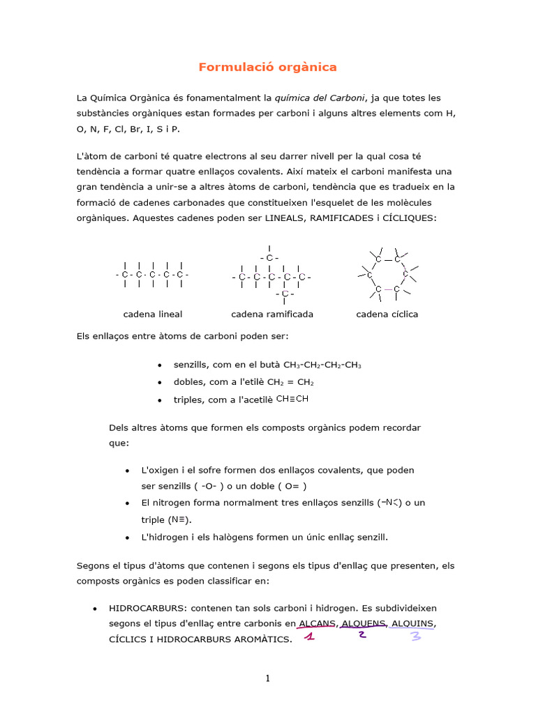 Apunts Formulació Orgànica I | PDF