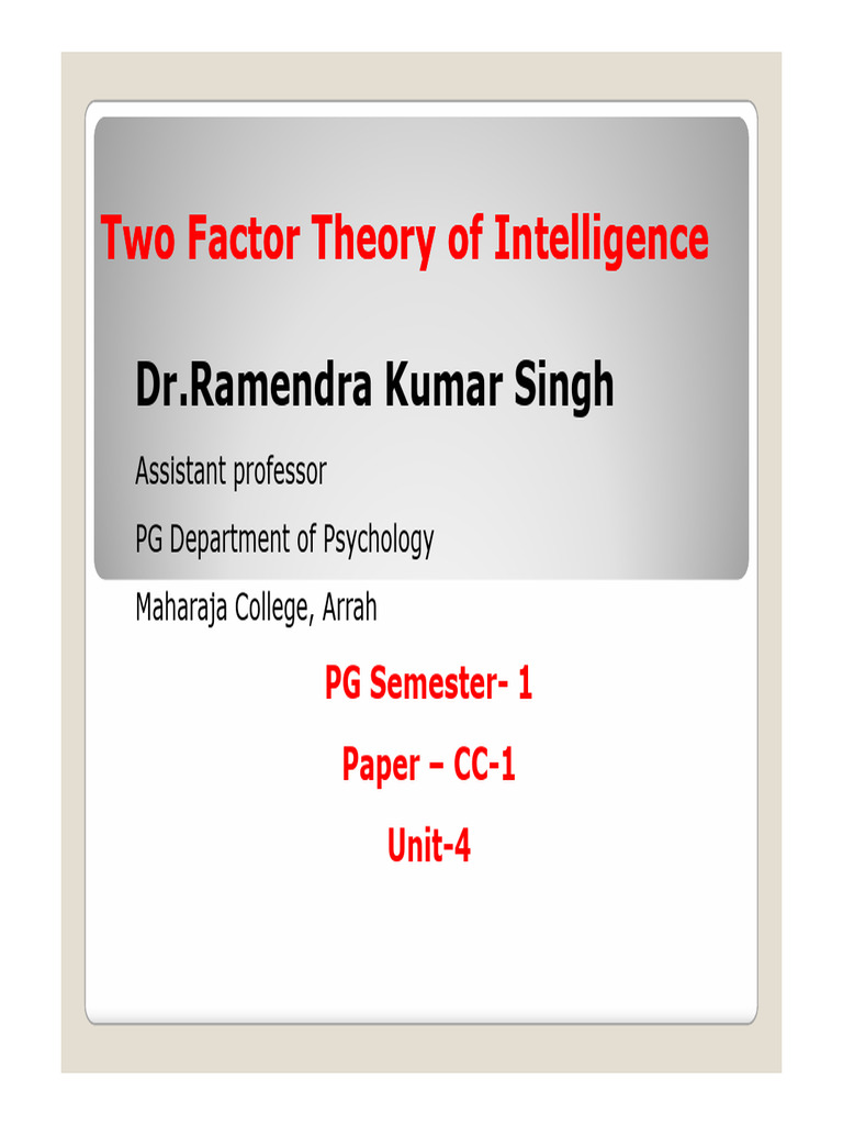 Two Factor Theory of Intelligence | PDF | Intelligence | Learning