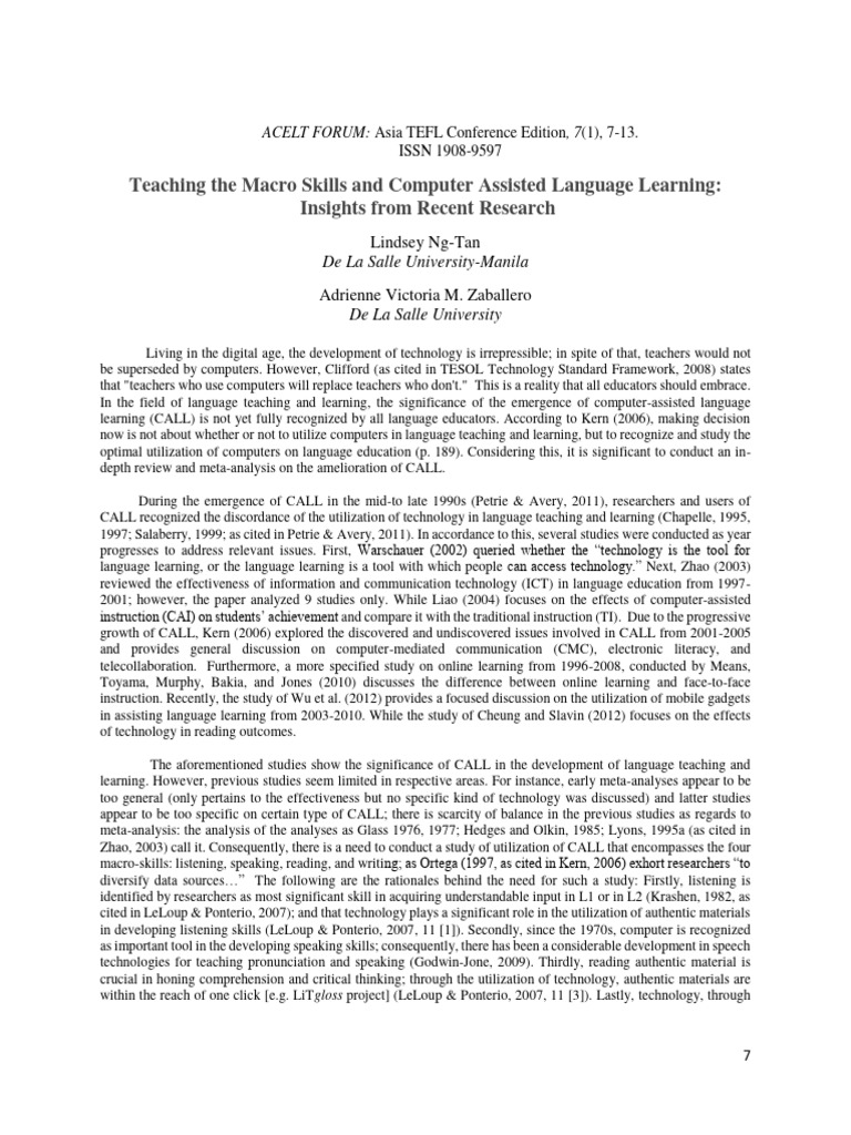 2013 Tan Meta Analysis Call | PDF | English As A Second Or Foreign ...