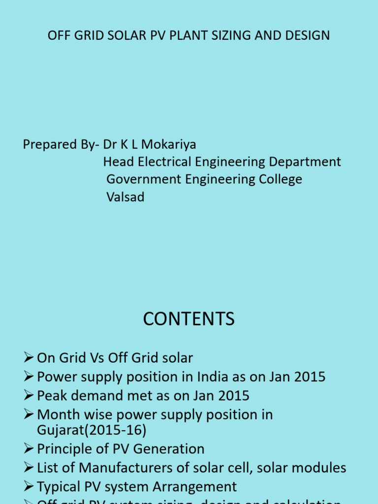 Off Grid Solar PV | PDF | Thin Film Solar Cell | Solar Cell