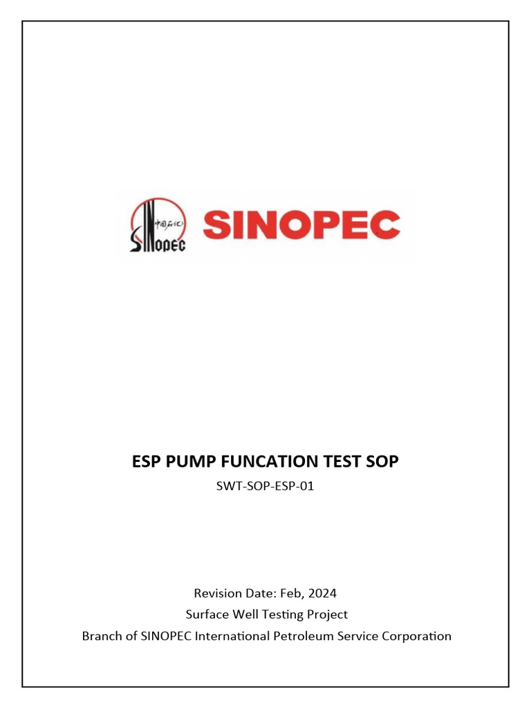 ESP Pump Function Test SOP | PDF | Pump | Valve