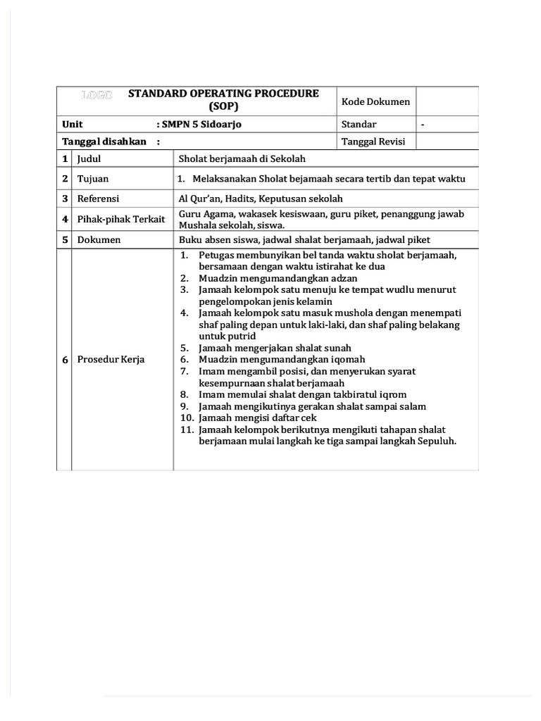 PDF Sop Sholat 1a Compress | PDF