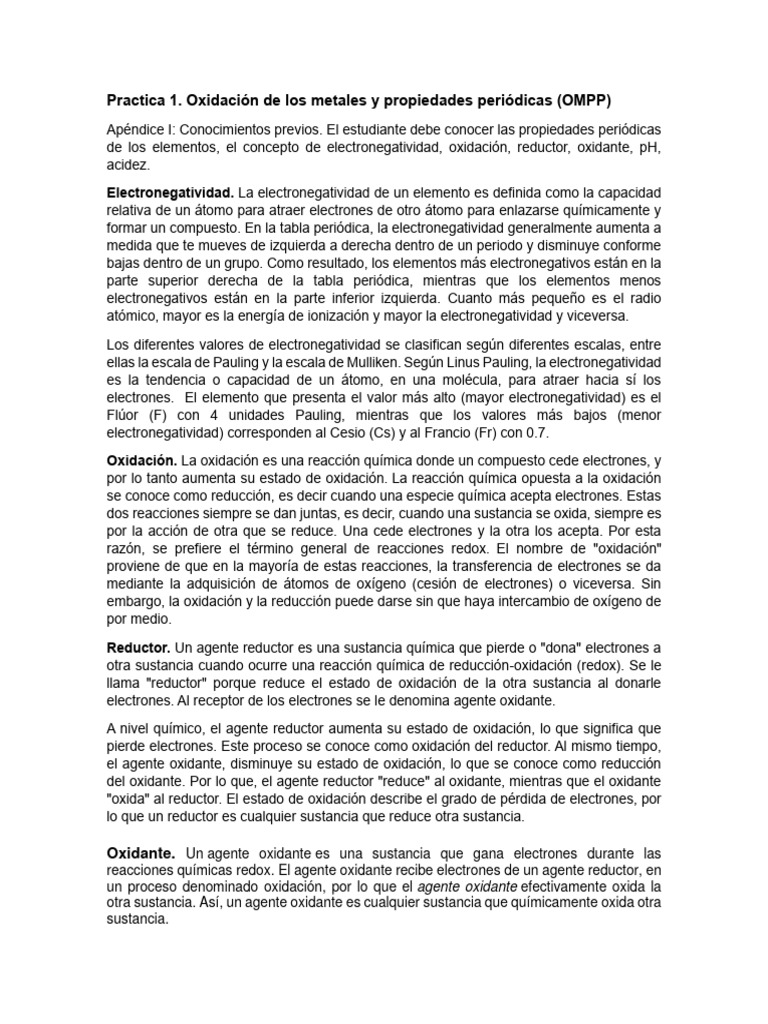 Cuestionario Previo 1 QI | Descargar gratis PDF | Redox | Ph