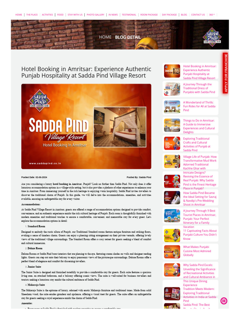 Discover The Charm of Sadda Pind, Amritsar's Vibrant Cultural Gem | PDF