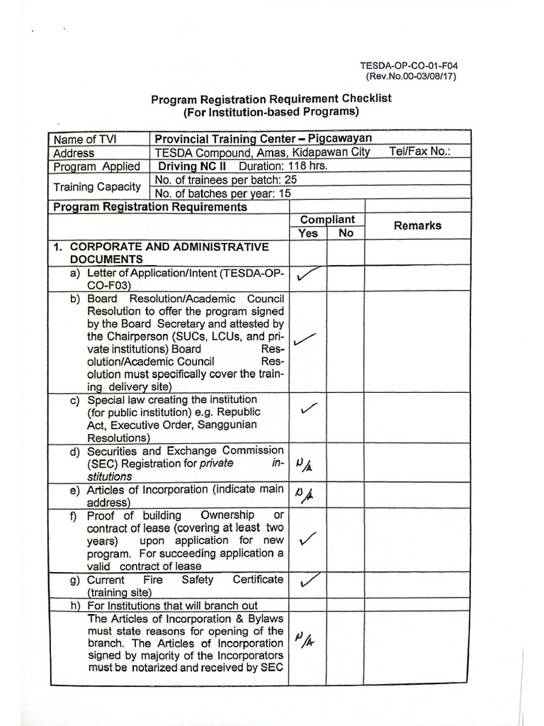 Program Reg Req Check 04 | PDF