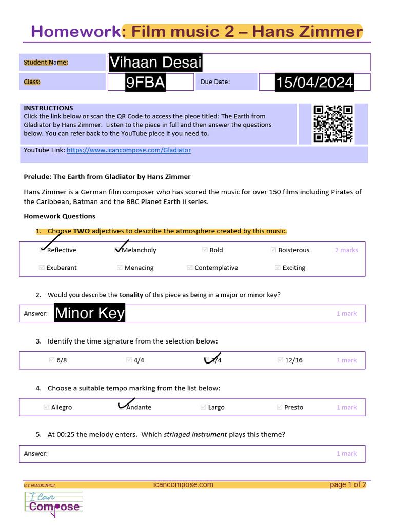Film Music Homework: Hans Zimmer | PDF | Tempo | Music Theory
