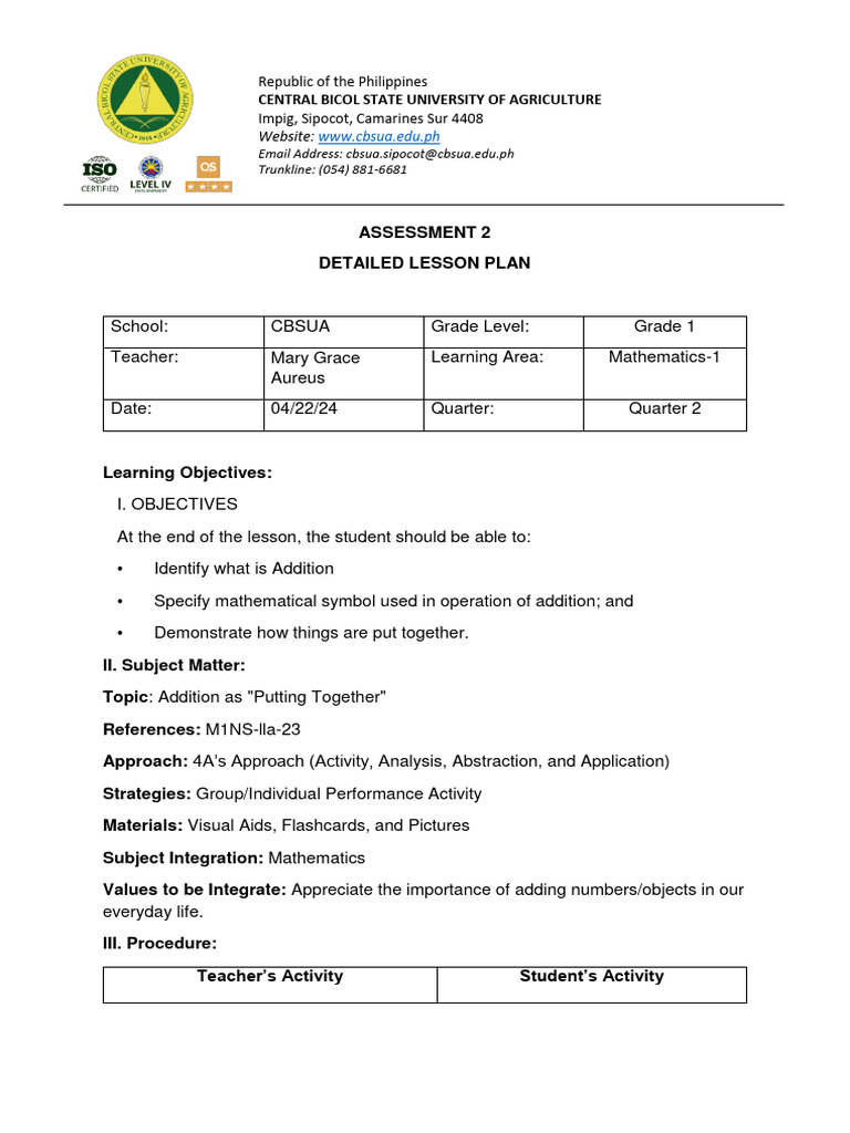 DLP-in-Math-4As-Approach 2a | PDF | Cognition | Behavior Modification