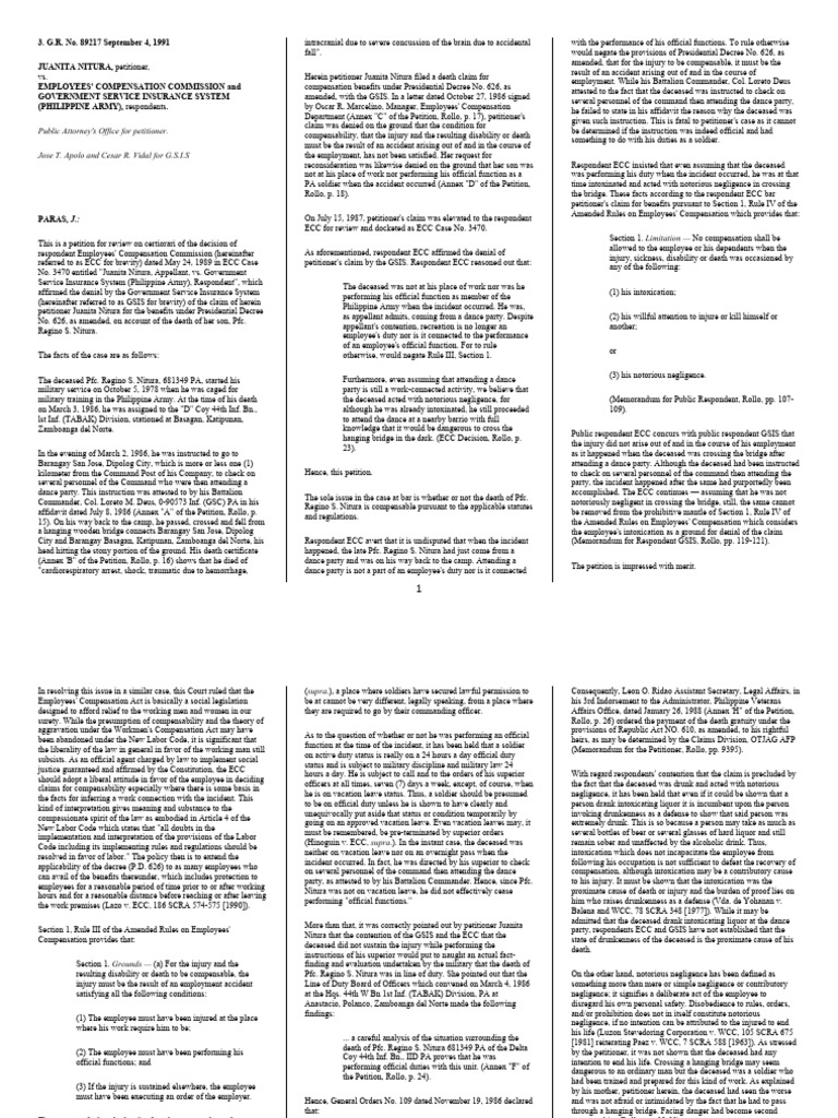 Nitura vs. Employees' Compensation Commission | PDF | Alcohol ...