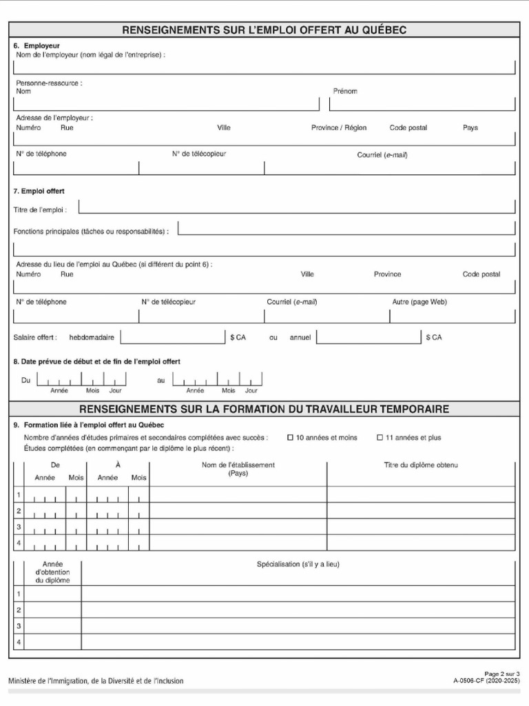Page 2 Du Formulaire de Demande Du CSQ | PDF