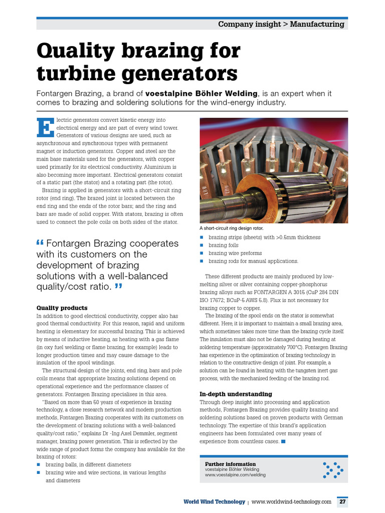 WWT014 voestalpineBoehlerWelding | PDF | Electric Generator | Soldering