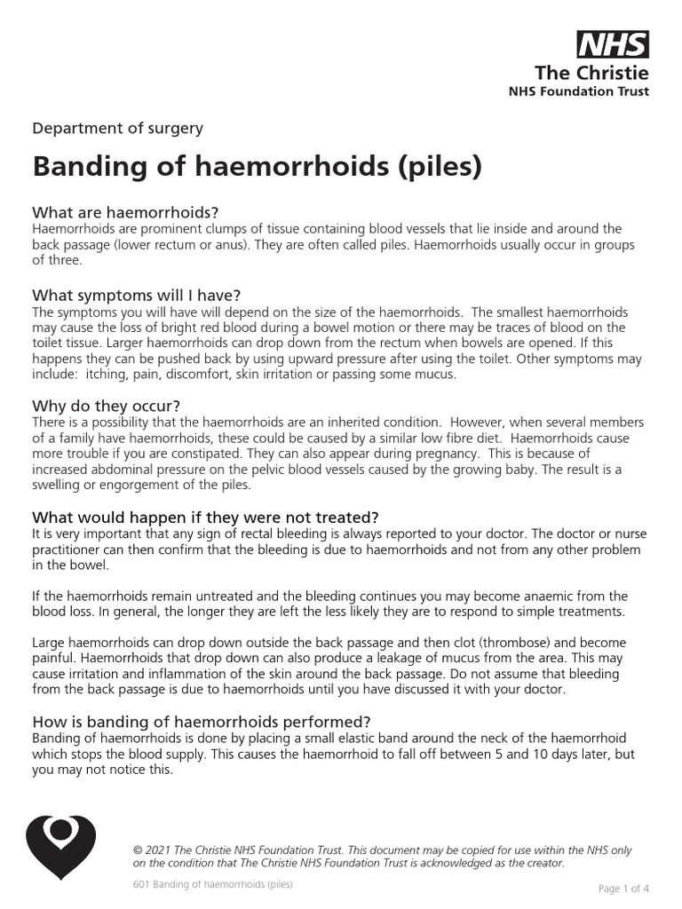 601-banding-of-haemorrhoids-sur-august-2021 | PDF | Hemorrhoid | Rectum