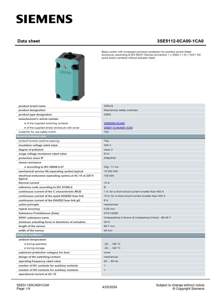 Limit Switch | PDF | Fuse (Electrical) | Switch
