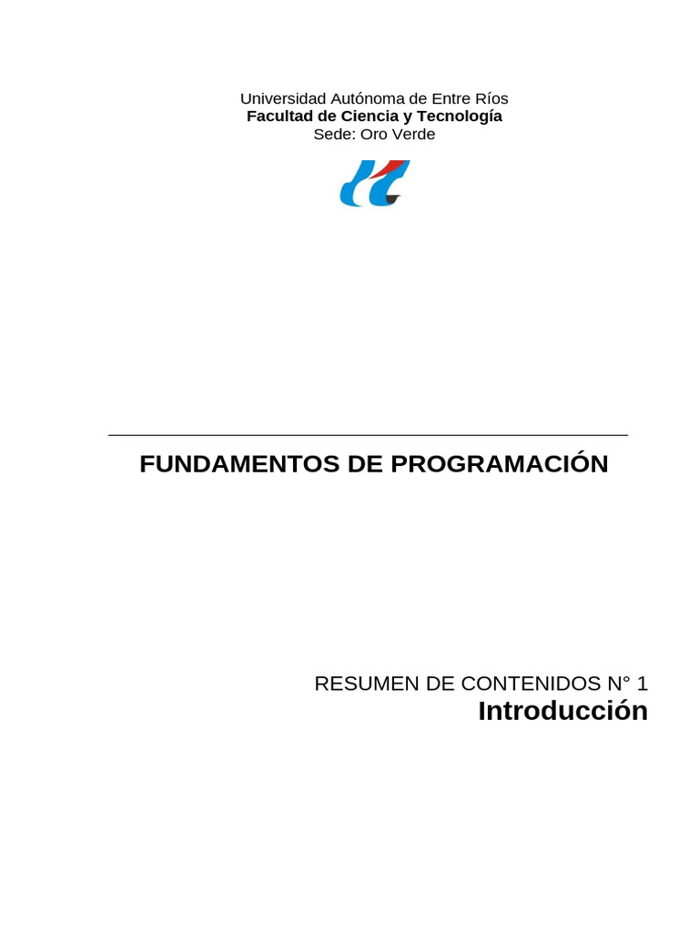 FP - Resumen Contenidos 1 - Introducción | PDF | Algoritmos | Lenguaje de programación