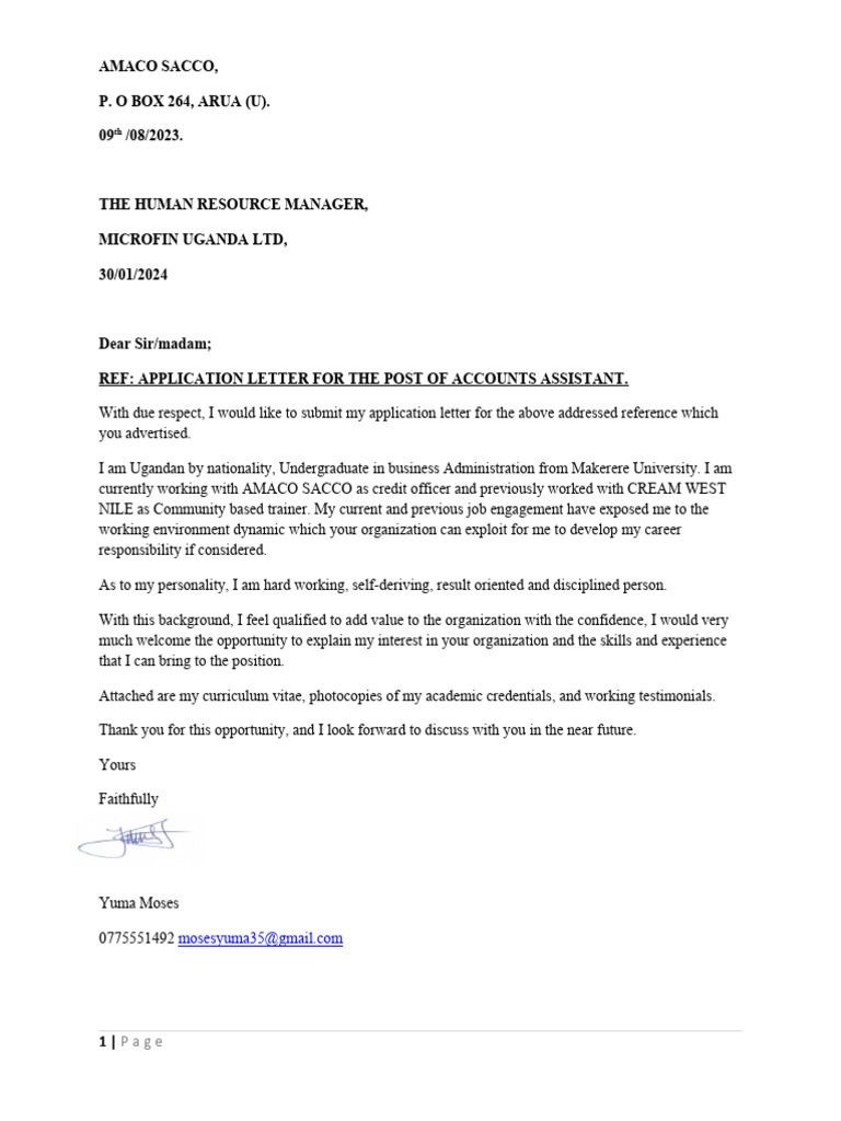 MOSES CV | PDF | Credit Union | Loans