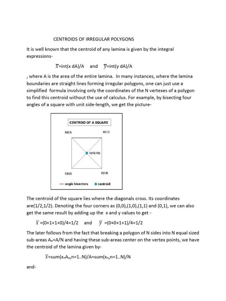 Centroids Irregular Polygons | PDF | Polygon | Triangle