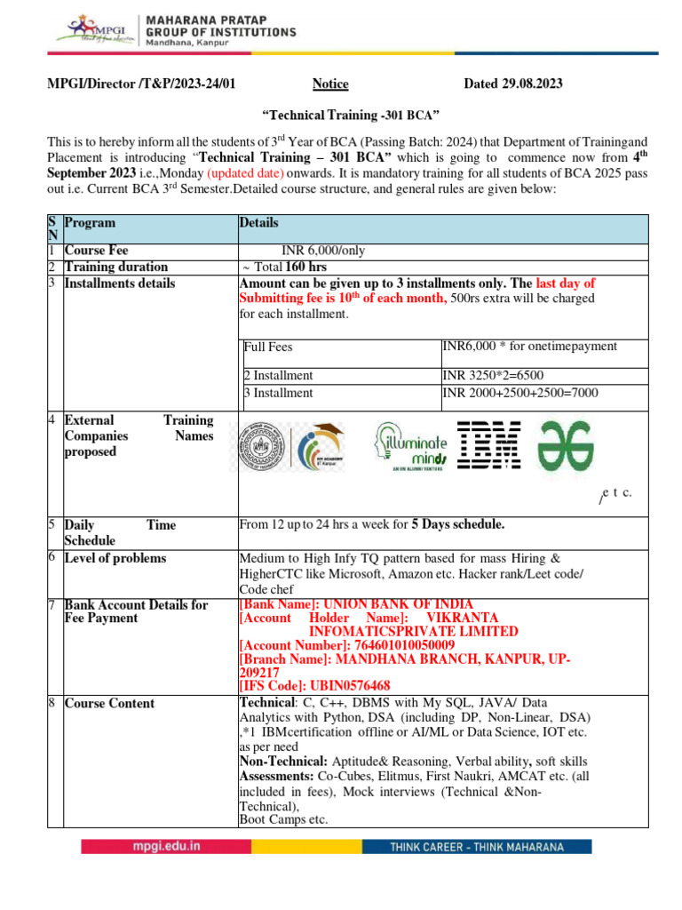 MPGI Technical Training Notice 1 | PDF | Computing | Computer Science