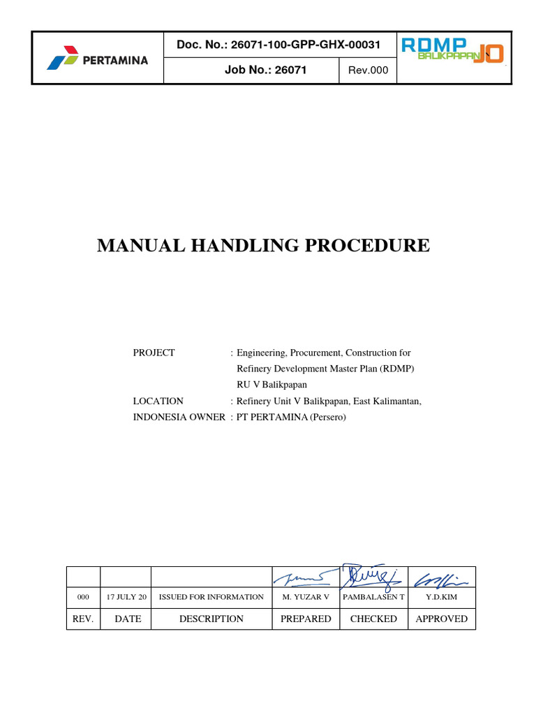 Manual Handling Procedure for Heavy Loads | PDF | Elevator ...