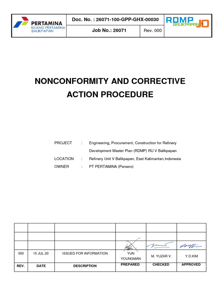 26071-100-GPP-GHX-00030 Nonconformity and Corrective Action Procedure ...