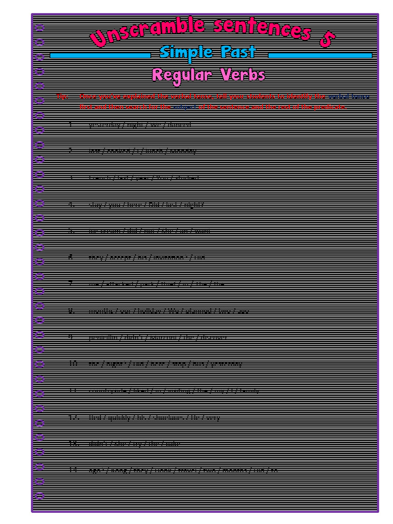 Unscrambling Simple Past Sentences | PDF | Language Mechanics | Linguistics