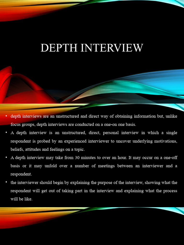 DEPTH INTERVIEW AND PROJECTIVE METHOD | PDF | Focus Group | Attitude ...