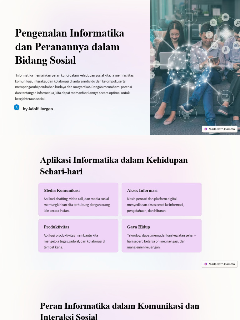 Pengenalan Informatika Dan Peranannya Dalam Bidang Sosial | PDF
