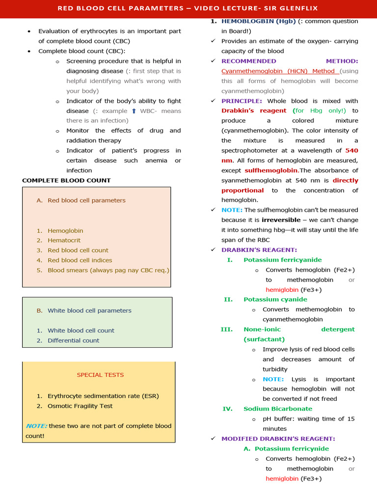 Red Blood Cell Parameters | Download Free PDF | Anemia | Red Blood Cell