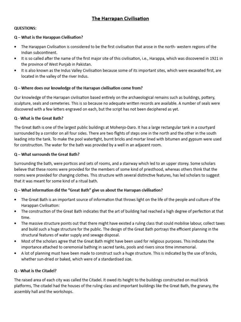 The Harrapan Civilisation | PDF
